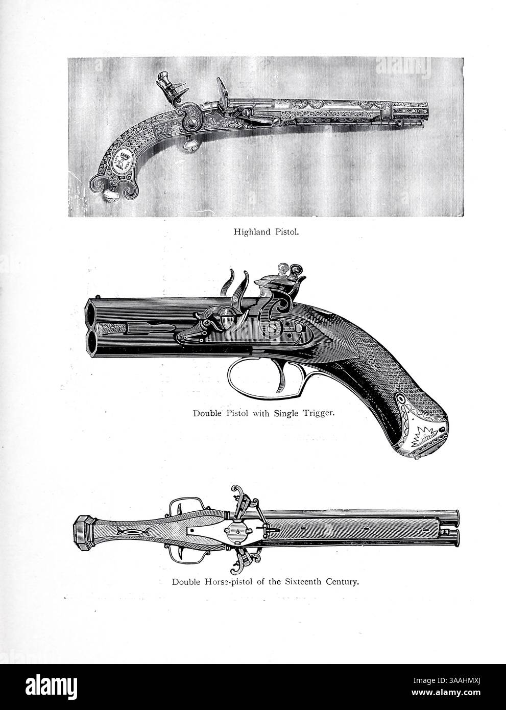 Highland Pistol [top] Double Pistol with single trigger [centre] Double ...