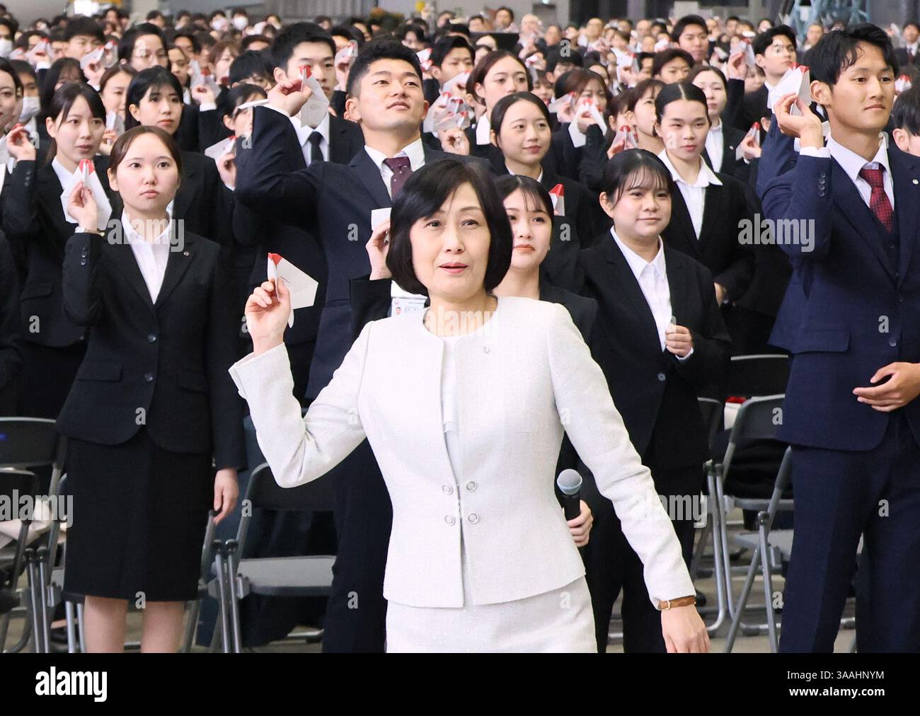 Tokyo, Japan. 1st Apr, 2025. Japan Airlines (JAL) president Mitsuko ...