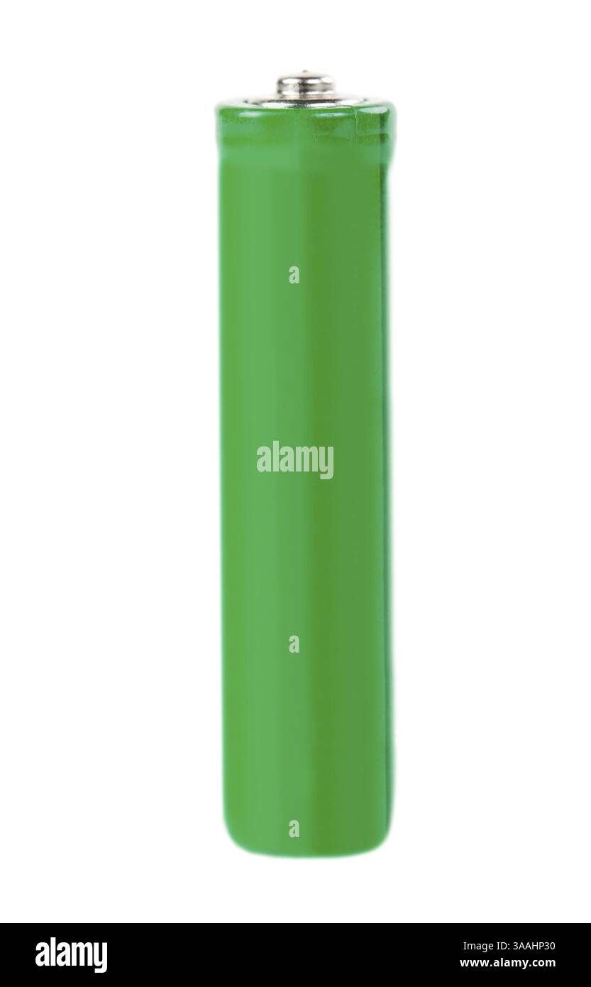 Green AAA batteries isolated on white background Stock Photo - Alamy