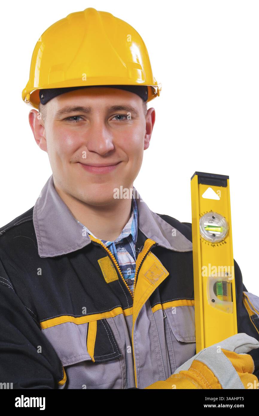 Portrait of worker isolated Stock Photo - Alamy