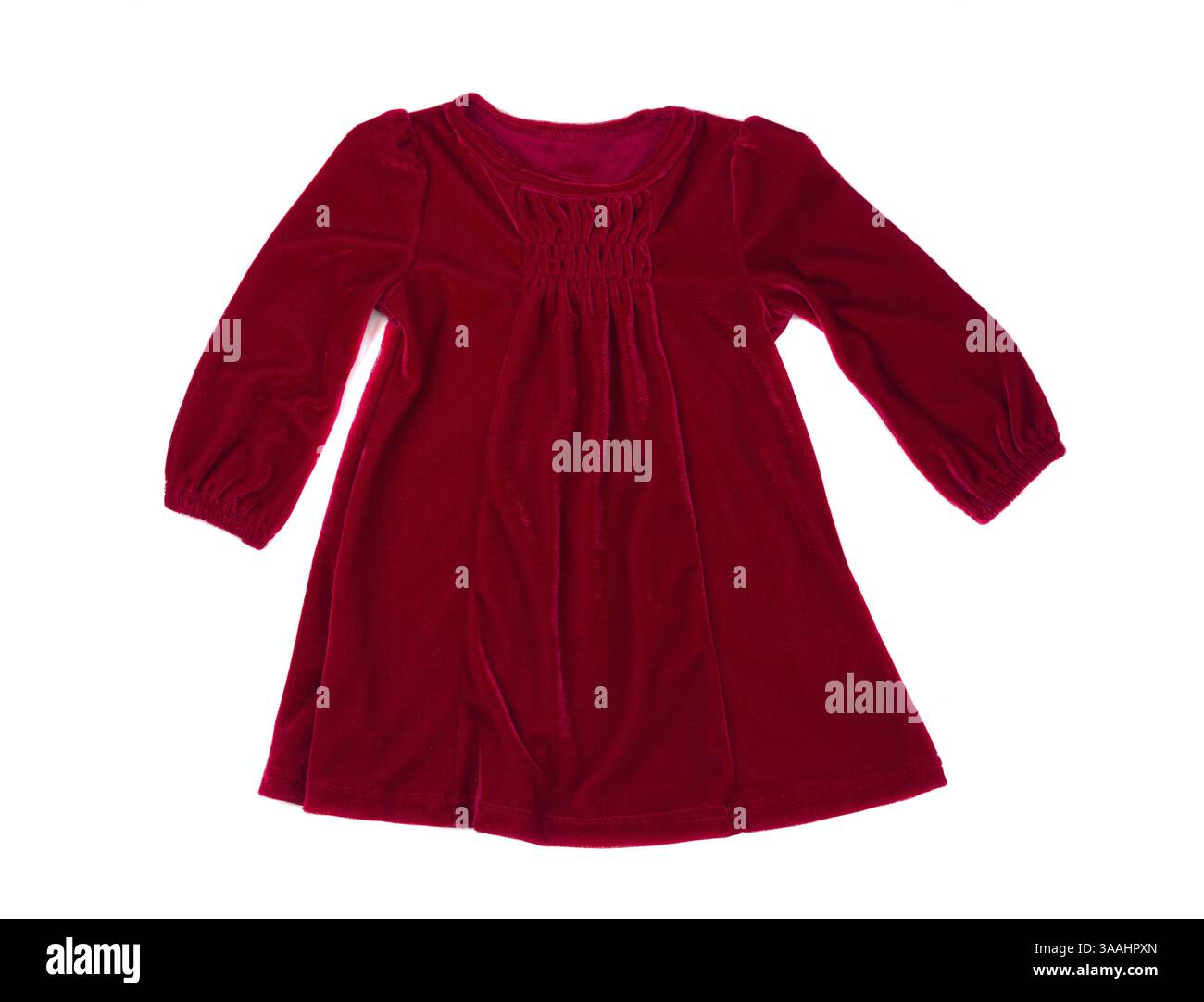 Elegant red velvet baby dress. Isolated on white Stock Photo - Alamy