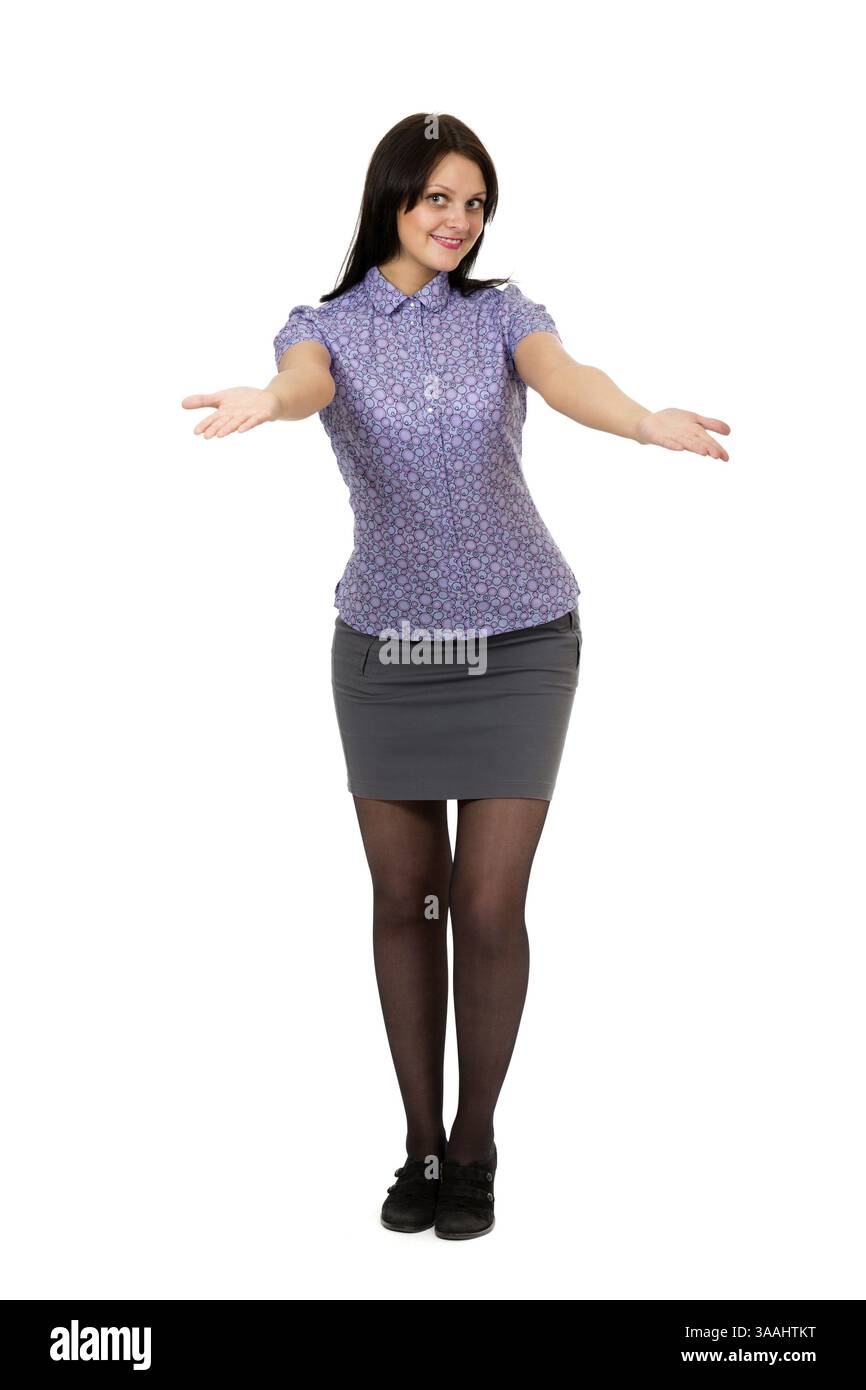 Beautiful friendly girl. Isolated on white background Stock Photo - Alamy