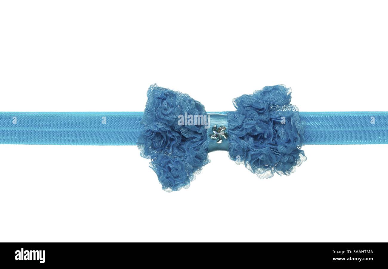 Blue ribbon bow isolated on white background Stock Photo - Alamy
