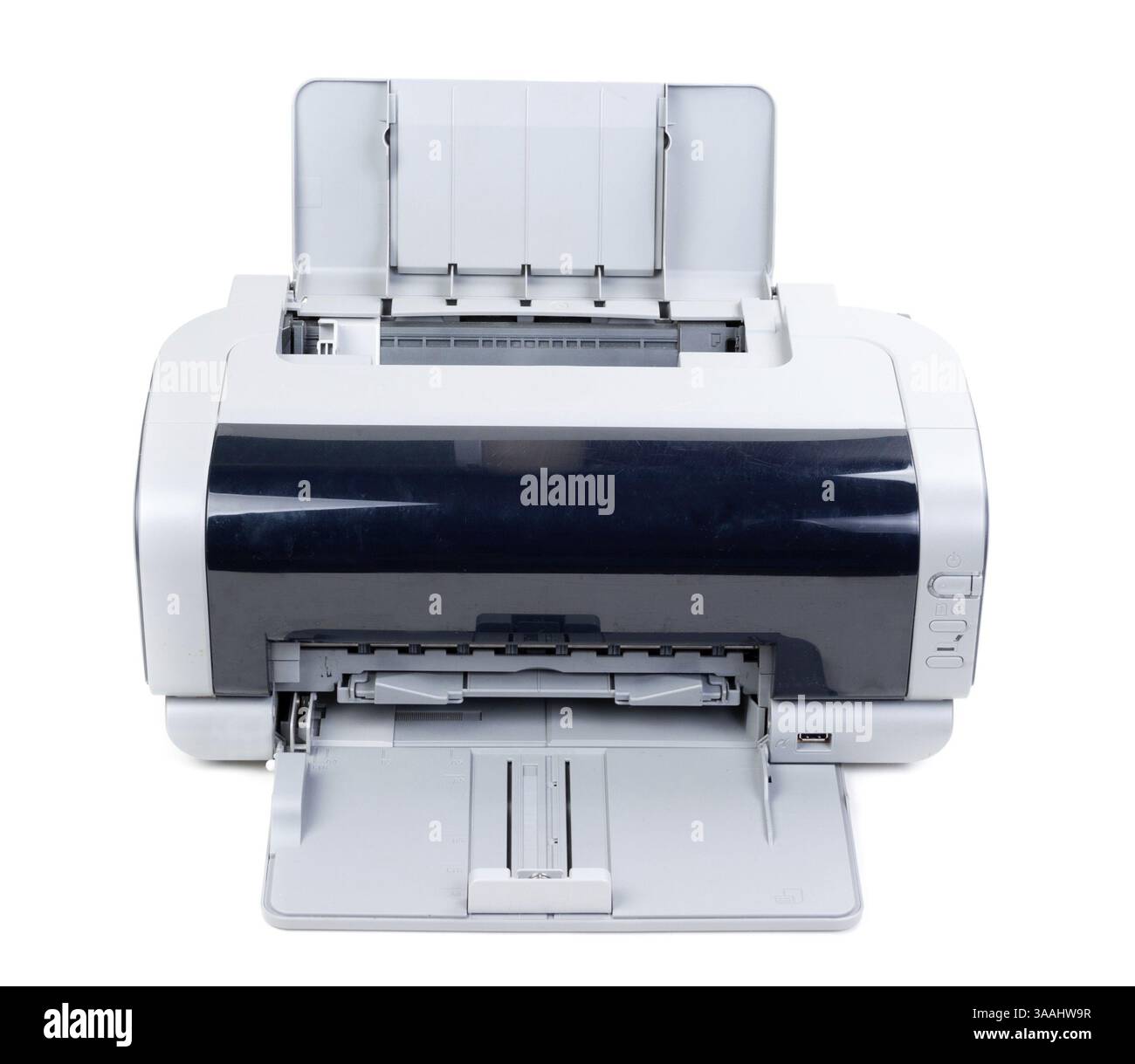 Old inkjet printer isolated on white background Stock Photo - Alamy