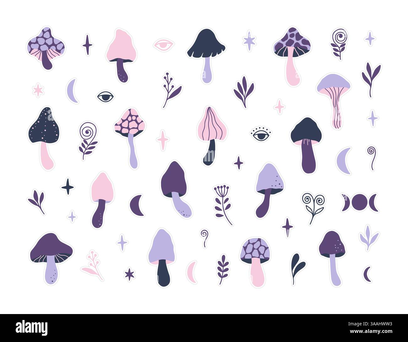 Funky mushrooms vector illustration set Stock Vector Image & Art - Alamy