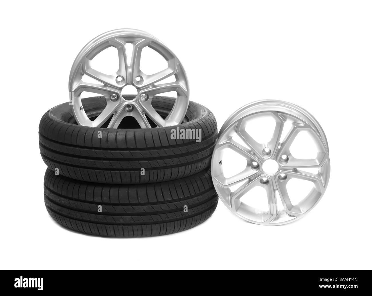 Two wheels and tires for the car. Isolate on white background Stock ...