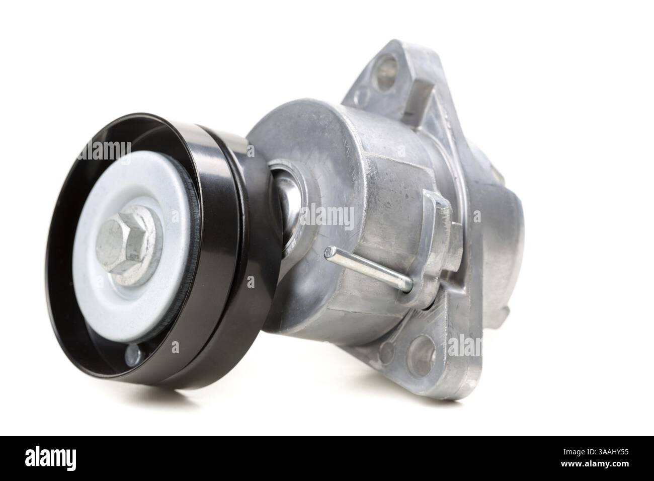 Generator belt tensioner pulley. Parts of the car. Isolate on white ...