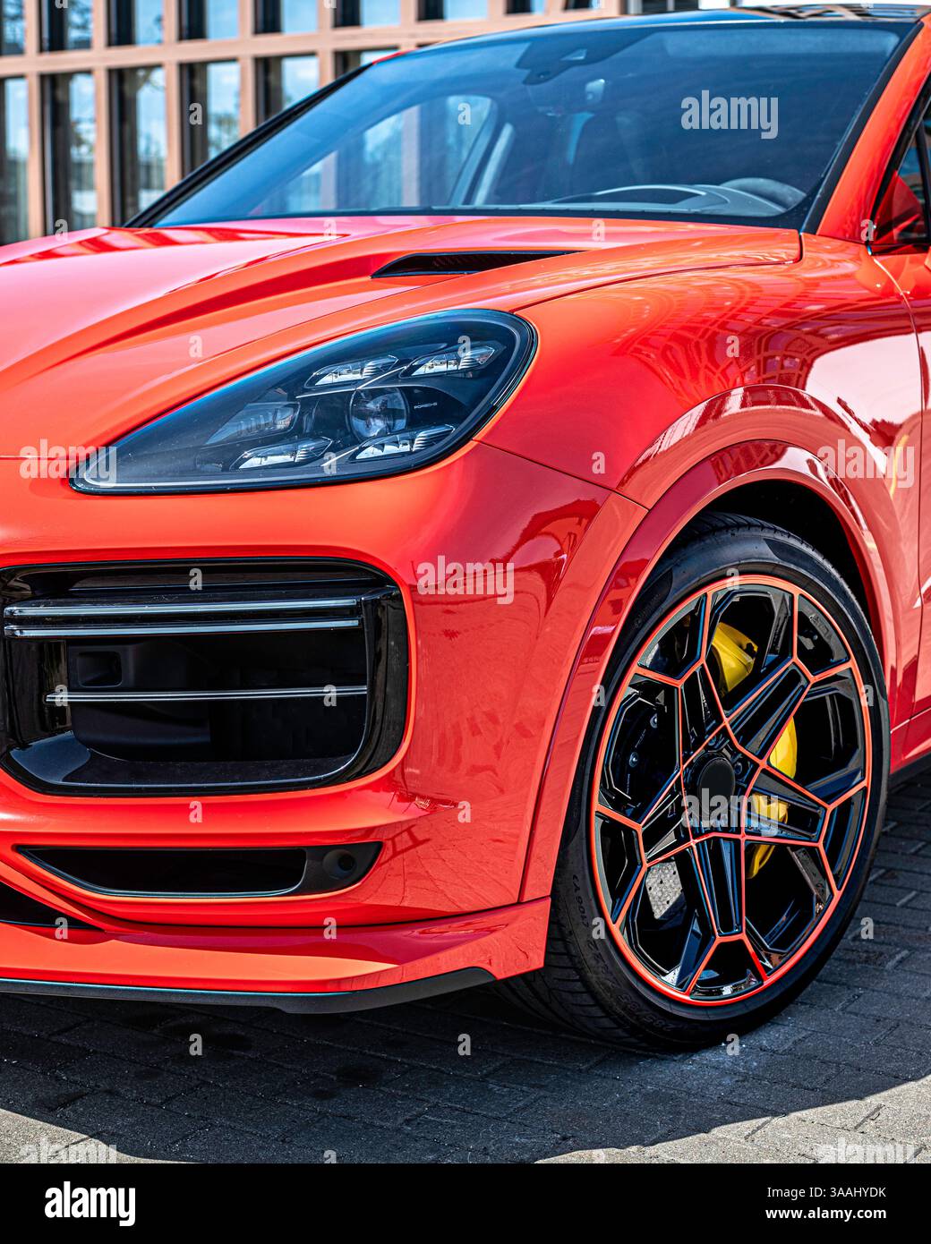 orange luxury car up close photo Stock Photo - Alamy