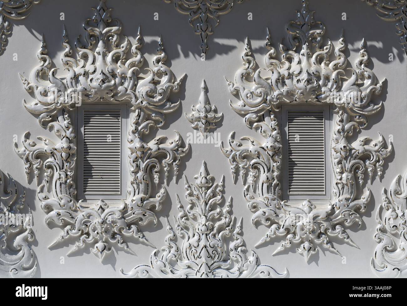 Windows in the building of the White Temple in Chiang Mai, Thailand ...