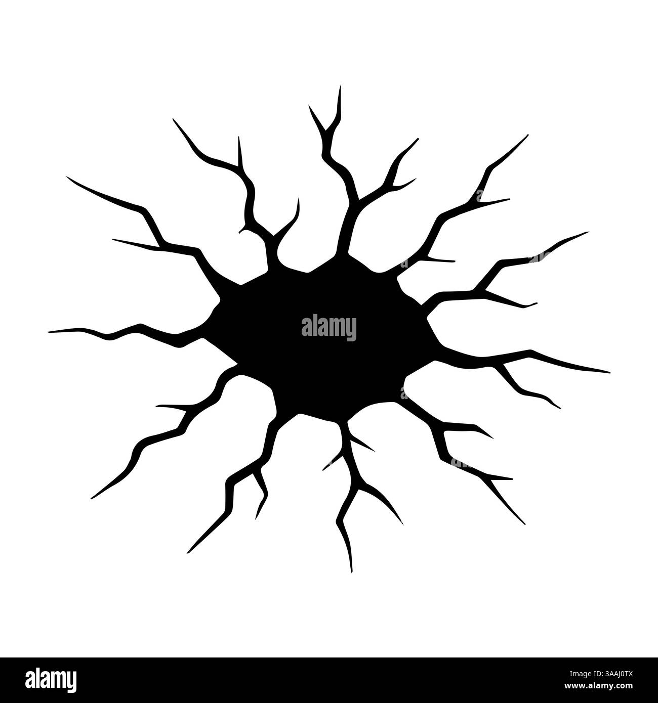 Realistic Black Crack Hole Jagged Fracture Lines Cracked sharp edges ...