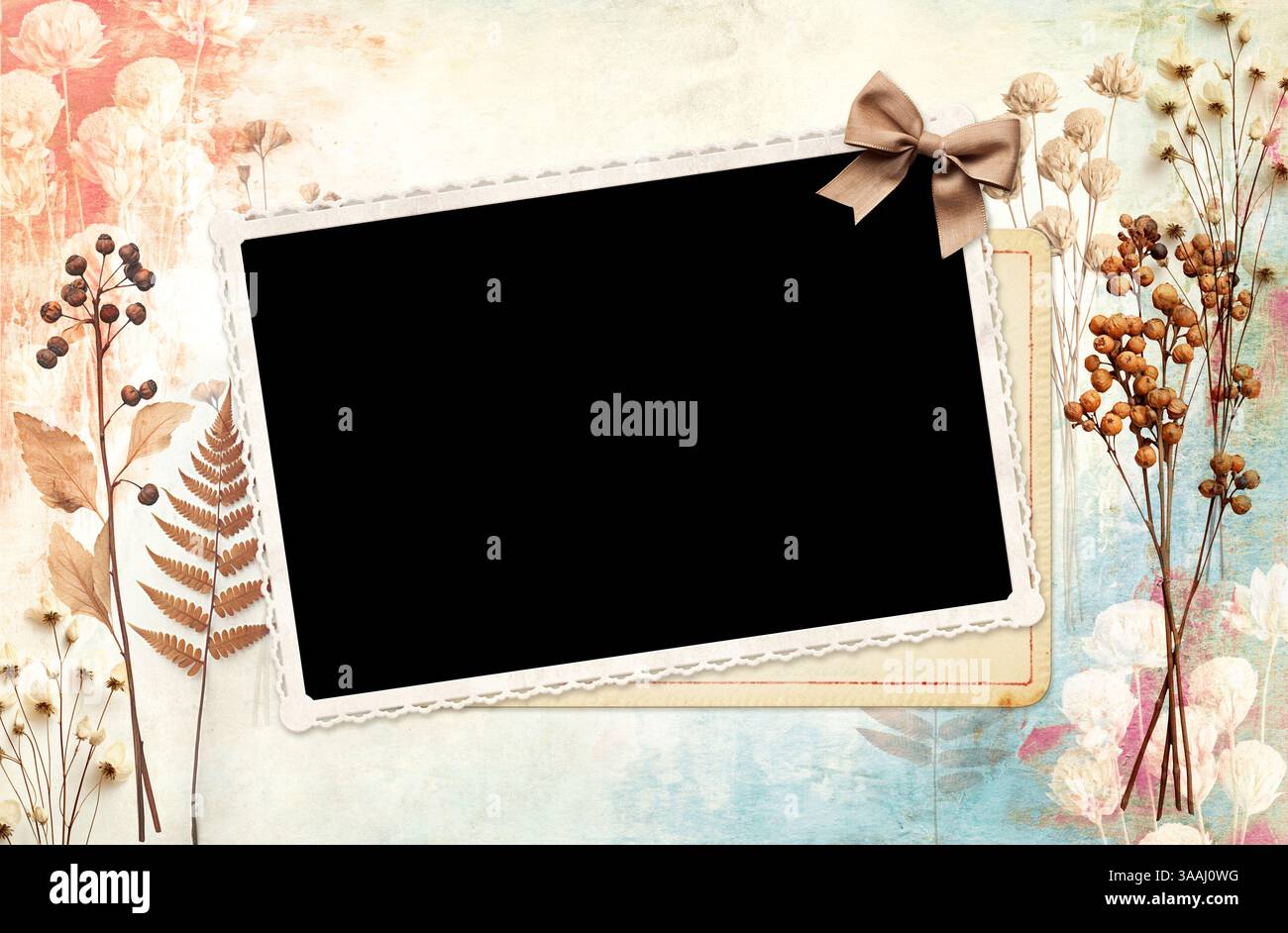 Nostalgic scrapbooking banner with moodboard pictures for scrapbooking ...