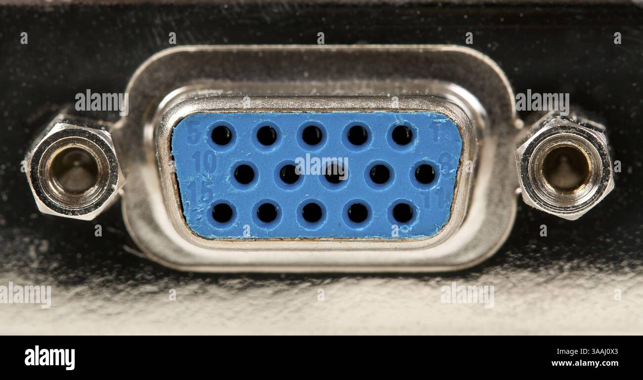 Old blue connector for the monitor Stock Photo - Alamy