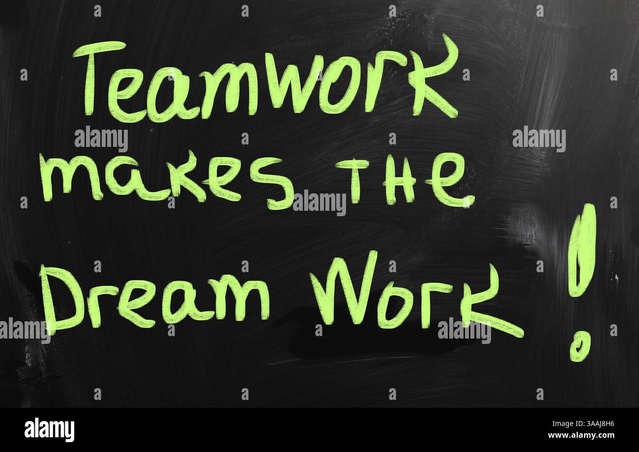 Teamwork handwritten with white chalk on a blackboard Stock Photo - Alamy