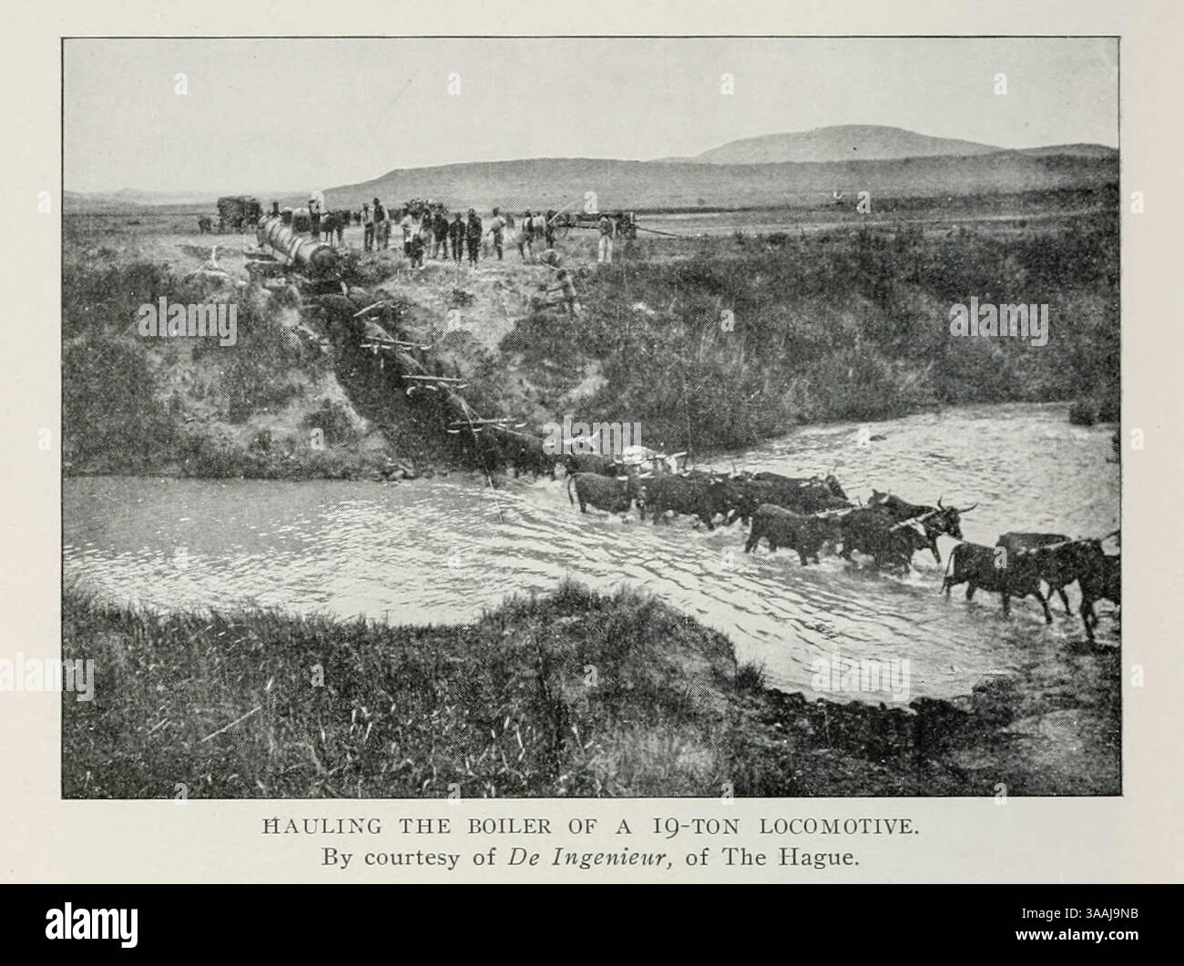 HAULING THE BOILER OF A 19-TON LOCOMOTIVE. from the Article THE RAILWAY ...