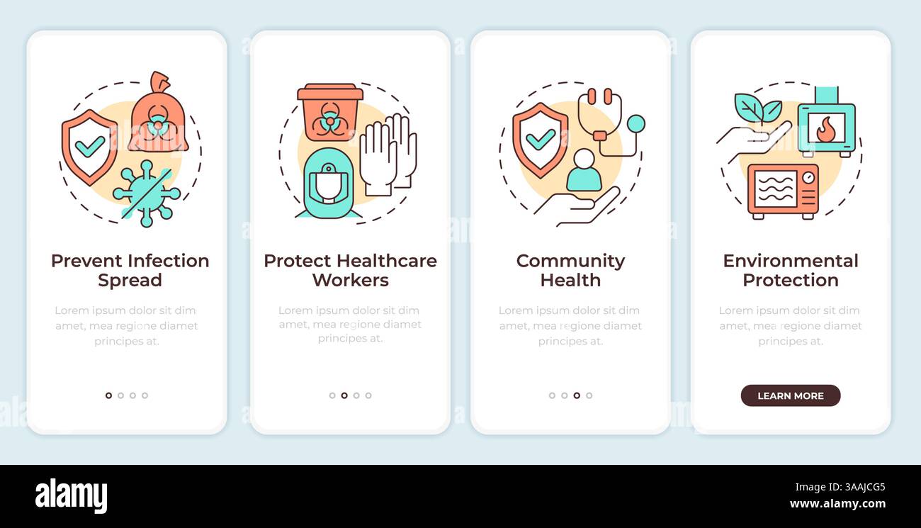 Biowaste management benefits onboarding mobile app screen Stock Vector ...