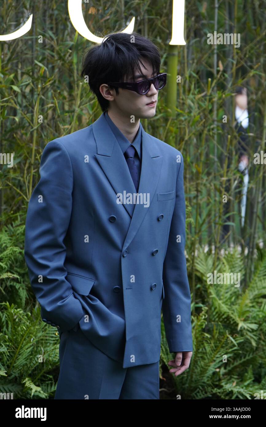 Chinese actor and singer Zhou Yiran attends an activity in Shanghai, China, 28 March, 2025 Stock ...