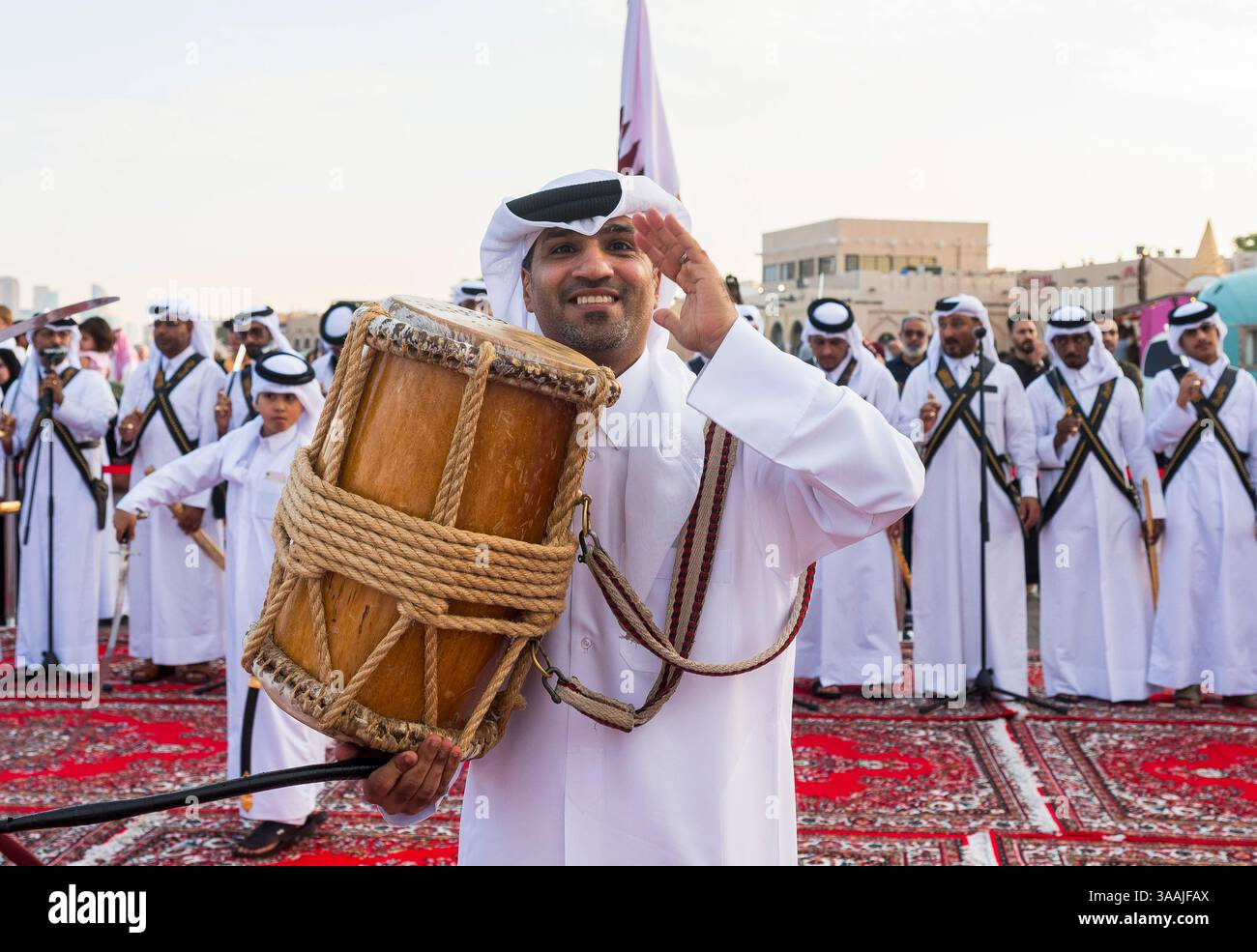 Doha, Qatar. 31st Mar, 2025. A traditional band performs at Katara ...