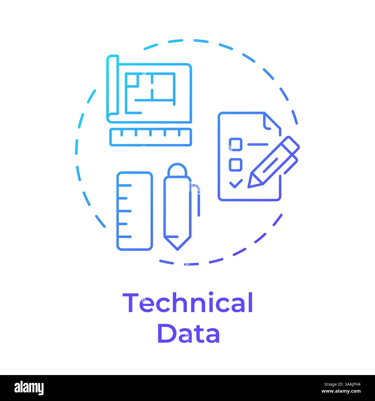 Technical data blue gradient concept icon Stock Vector Image & Art - Alamy