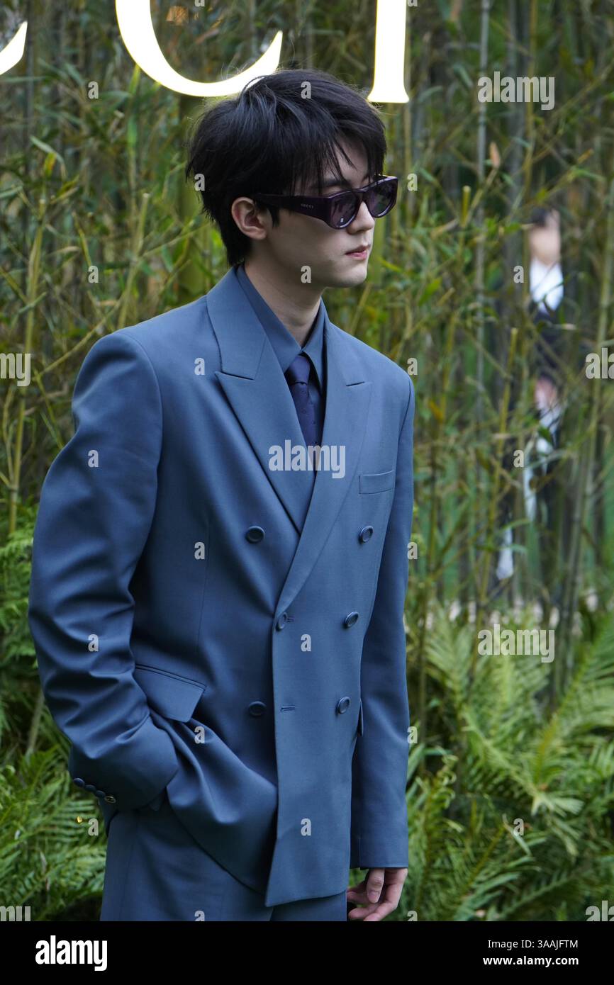 Chinese actor and singer Zhou Yiran attends an activity in Shanghai ...