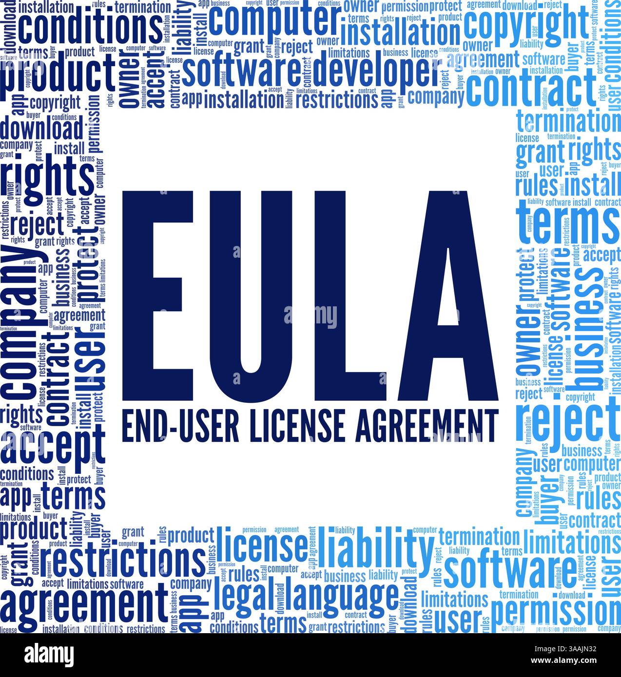 EULA - End User License Agreement conceptual vector illustration word ...