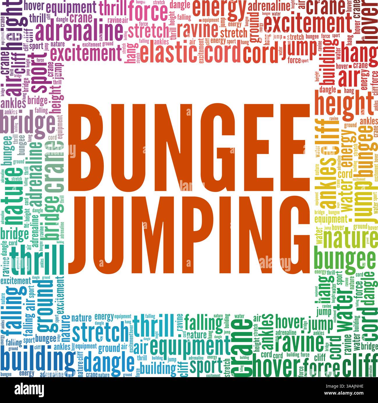 Bungee Jumping conceptual vector illustration word cloud isolated on ...