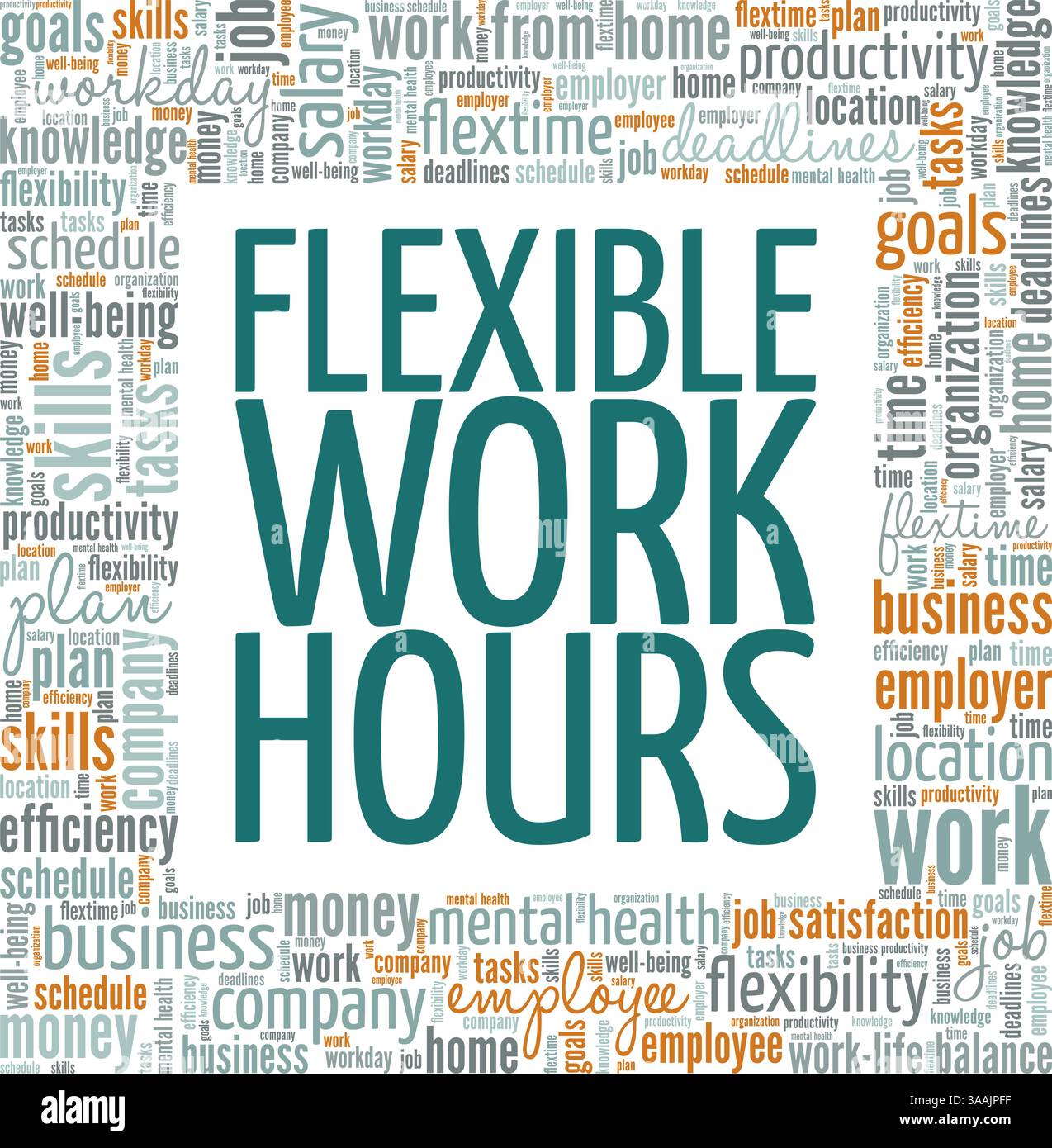 Flexible Work Hours - Flextime conceptual vector illustration word ...