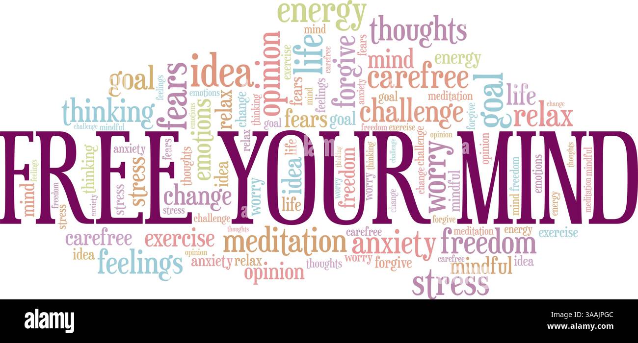 Free Your Mind conceptual vector illustration word cloud isolated on ...