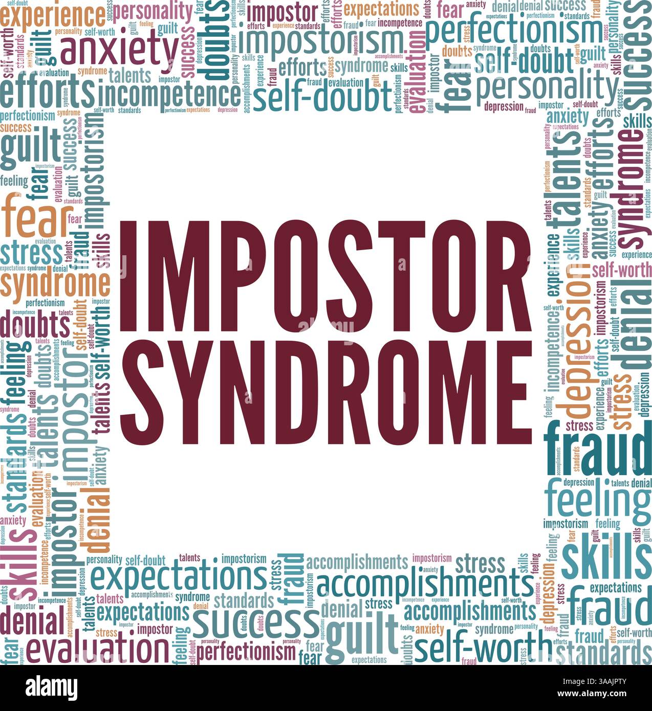 Impostor Syndrome conceptual vector illustration word cloud isolated on ...