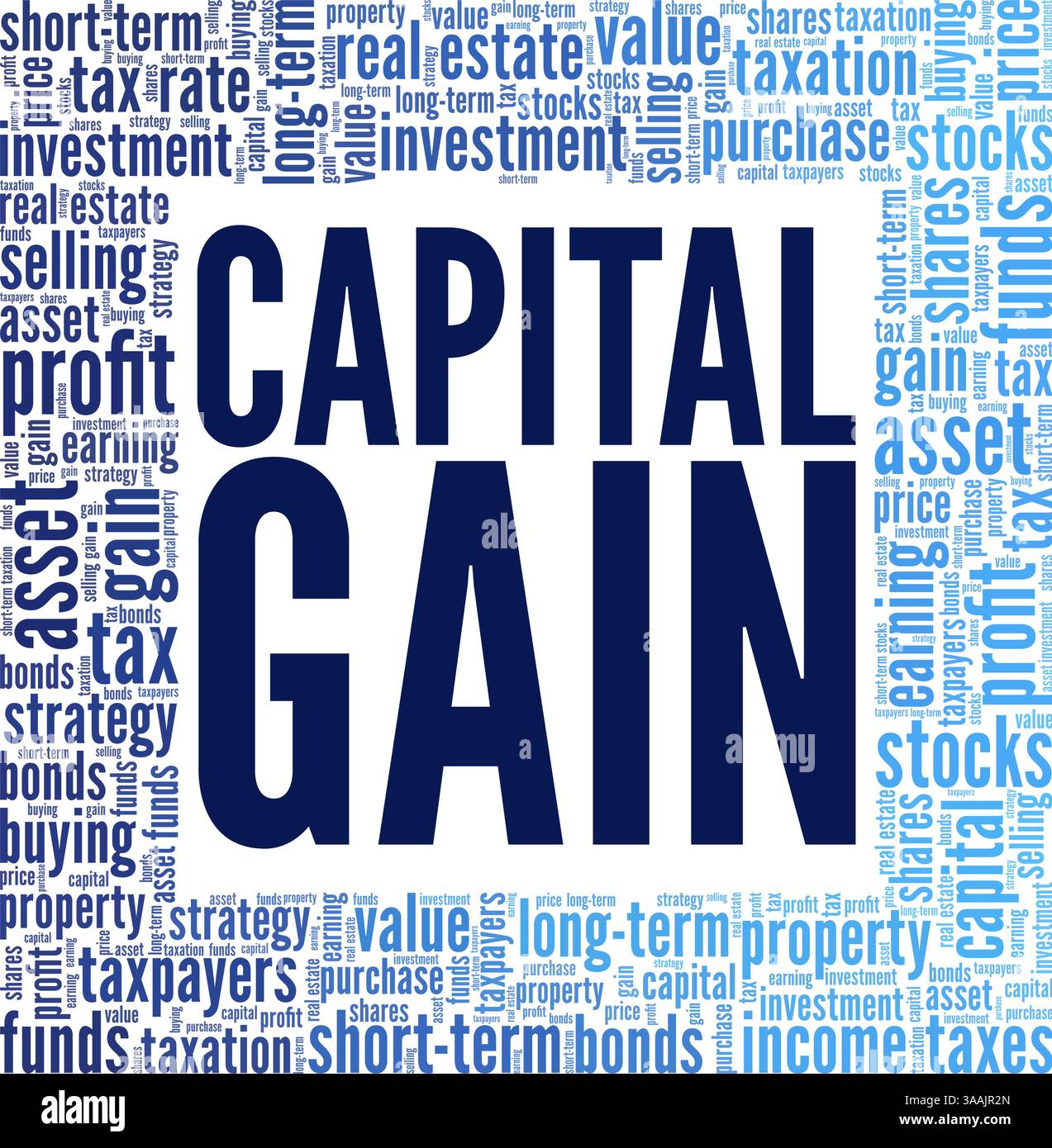 Capital Gain conceptual vector illustration word cloud isolated on white background Stock Vector ...