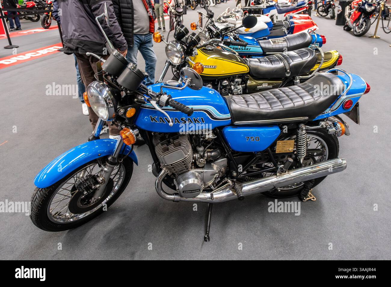 Modena, Italy : 2025 03 30 Motor Fest Expo Motorbike Blue Kawasaki H2 Mach IV Motorcycle on ...