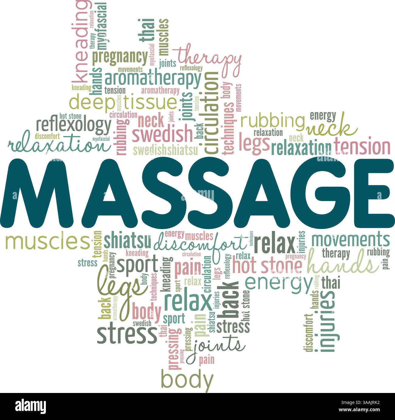 Massage conceptual vector illustration word cloud isolated on white ...