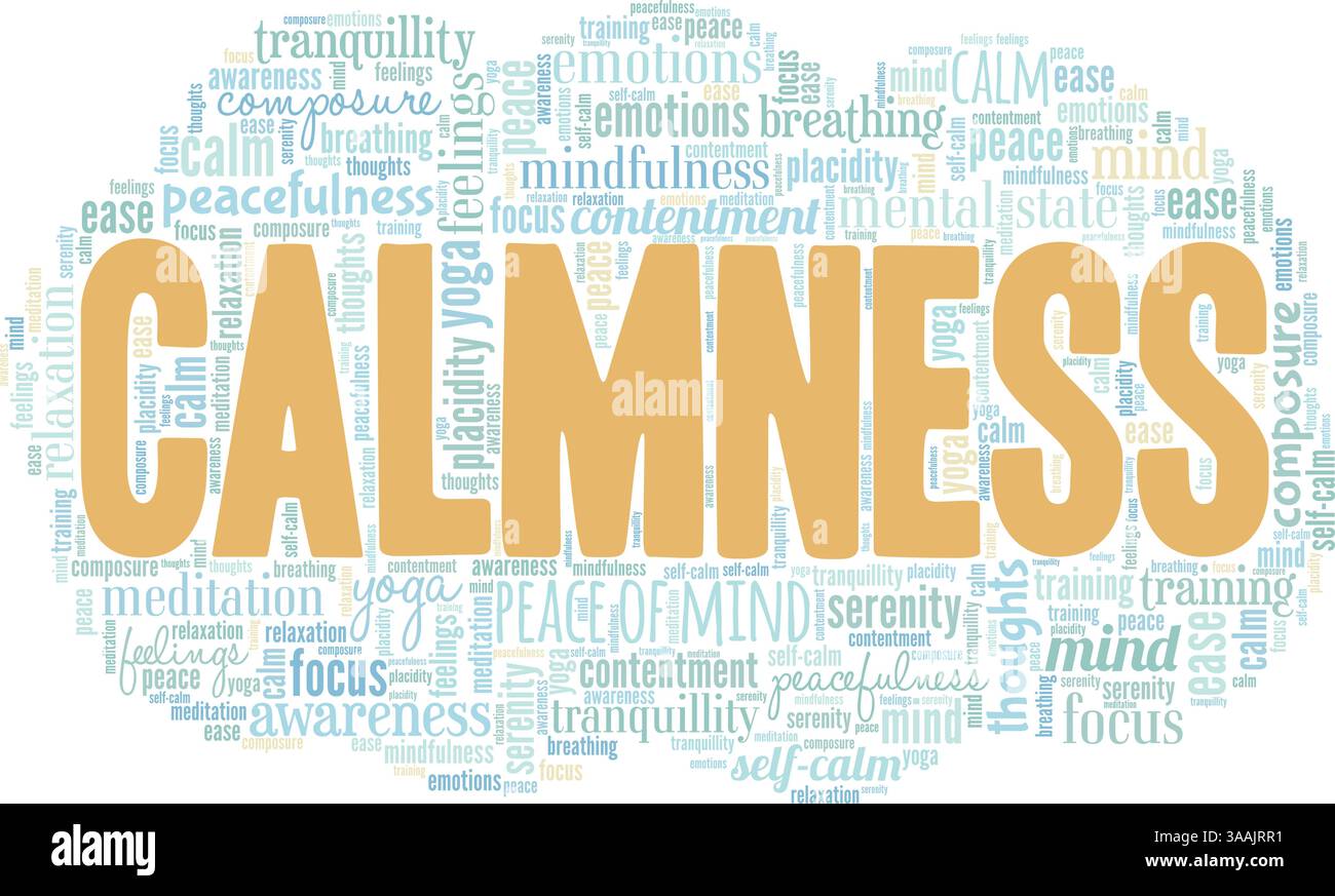 Calmness conceptual vector illustration word cloud isolated on white ...