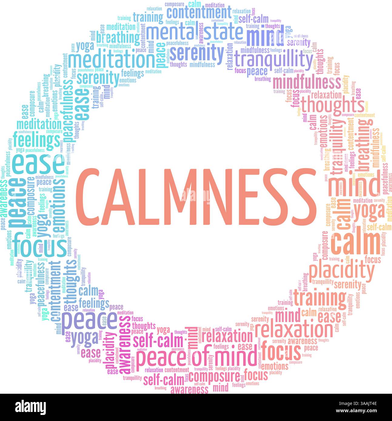 Calmness conceptual vector illustration word cloud isolated on white ...