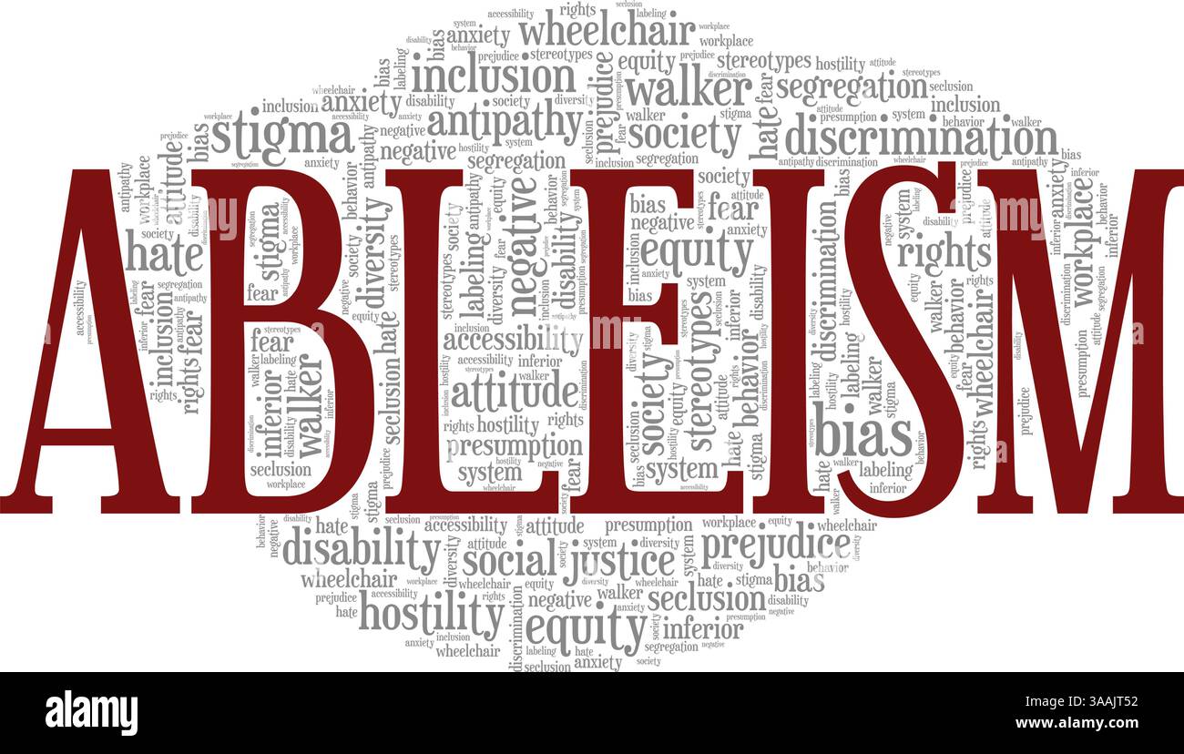 Ableism conceptual vector illustration word cloud isolated on white ...