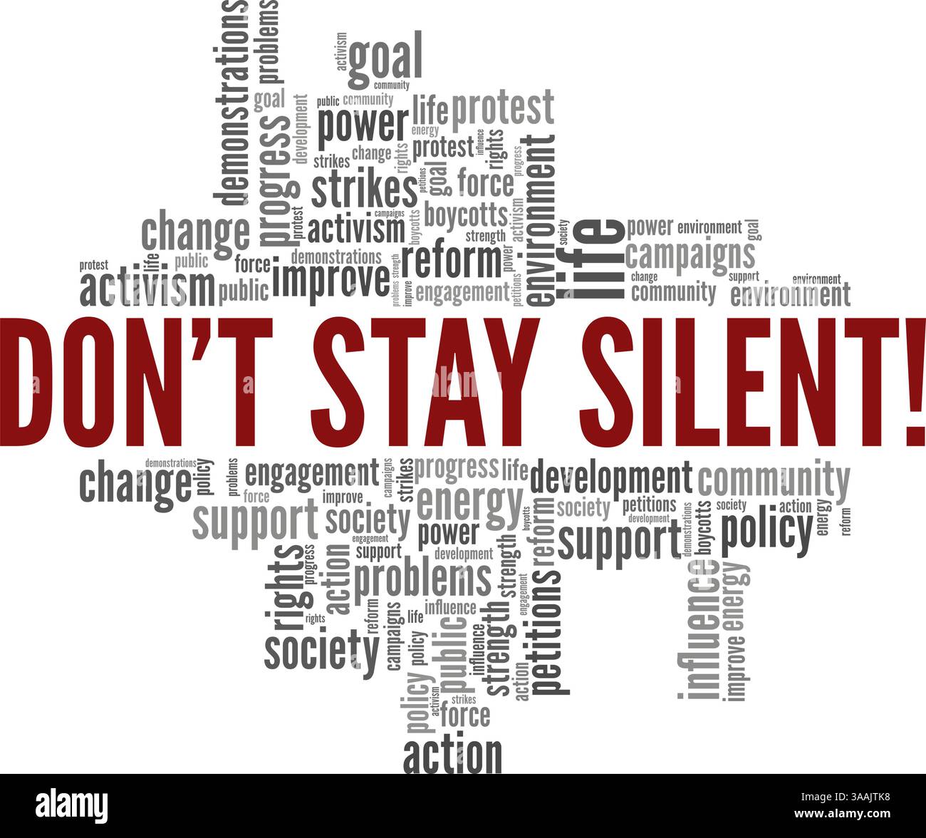 Don't Stay Silent conceptual vector illustration word cloud isolated on ...