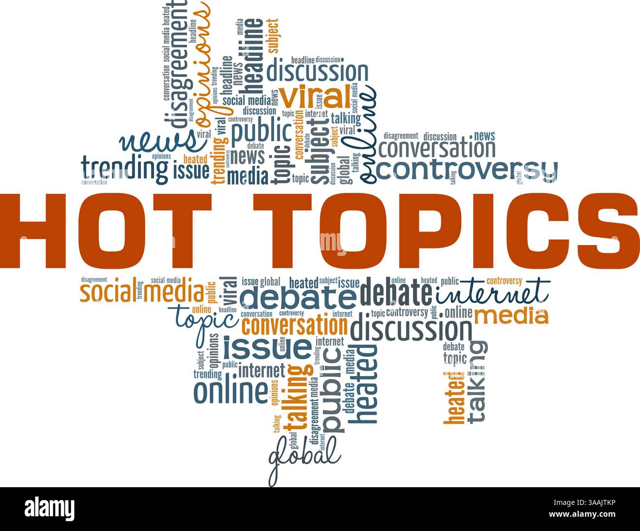 Hot Topics conceptual vector illustration word cloud isolated on white ...