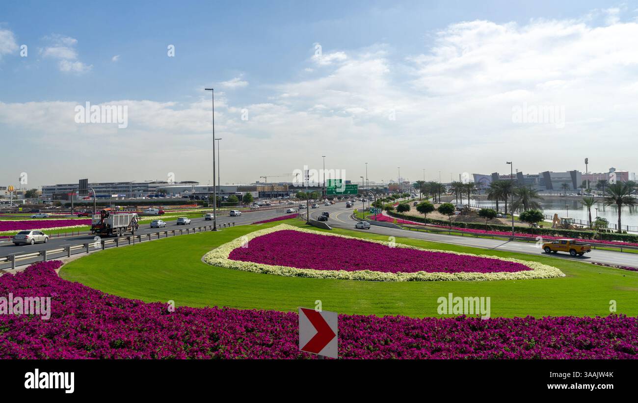Autobahn or motorway or multi-lane roads in Dubai, United Arab Emirates ...