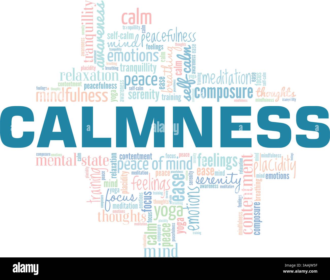 Calmness conceptual vector illustration word cloud isolated on white ...