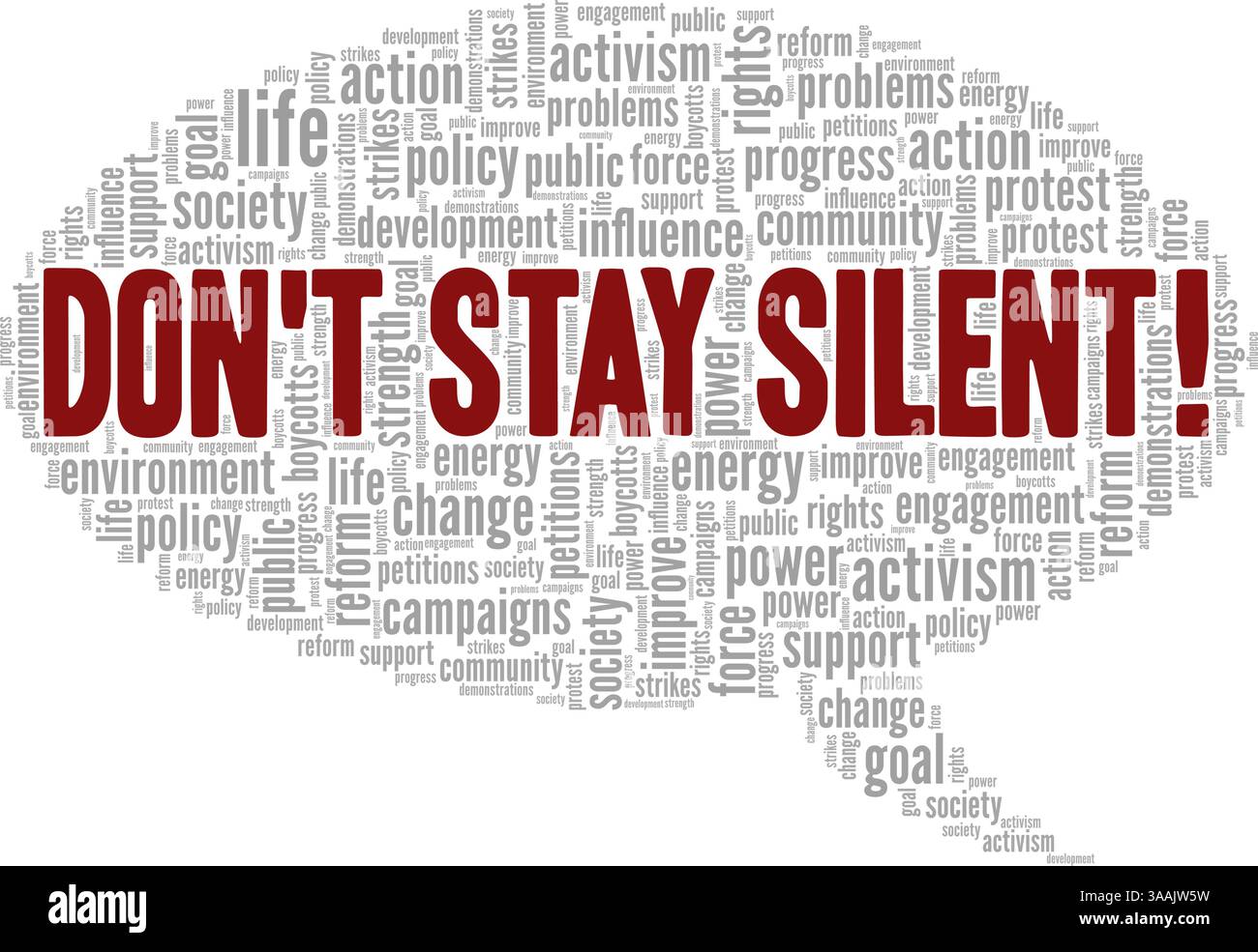 Don't Stay Silent conceptual vector illustration word cloud isolated on ...