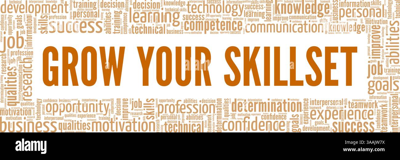 Grow Your Skill Set conceptual vector illustration word cloud isolated ...