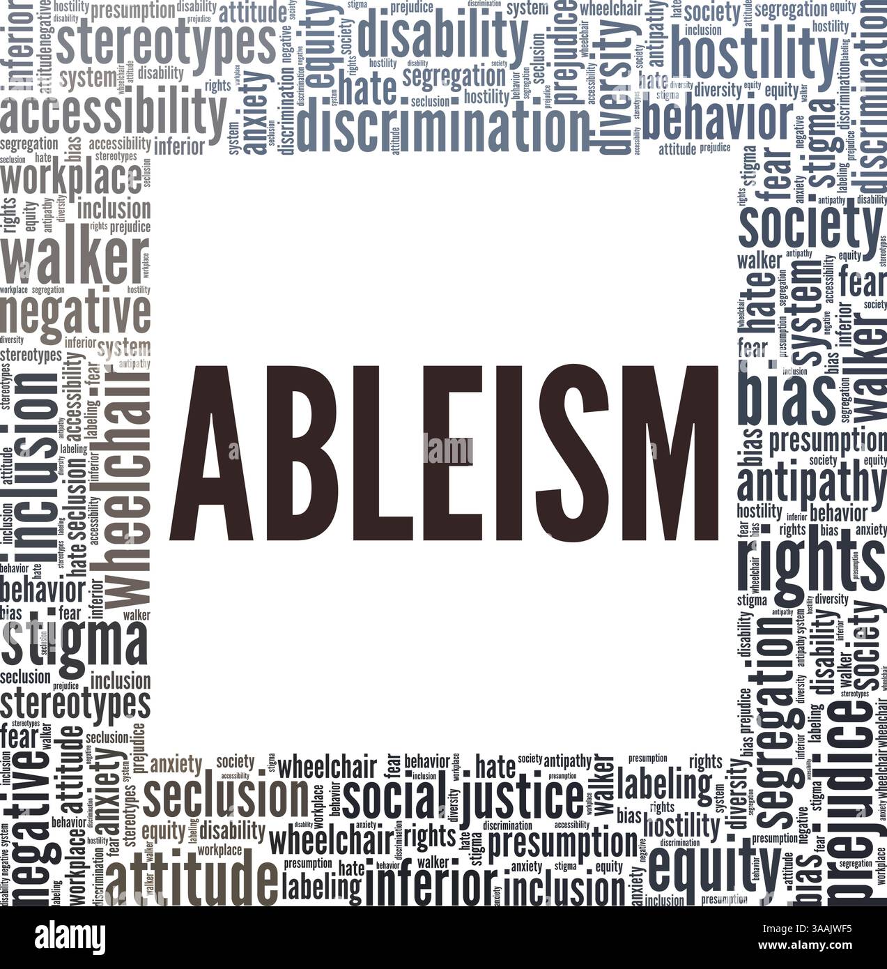 Ableism conceptual vector illustration word cloud isolated on white ...
