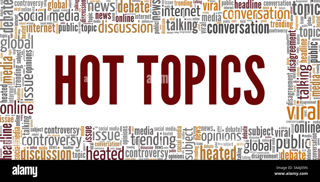 Hot Topics conceptual vector illustration word cloud isolated on white background Stock Vector ...