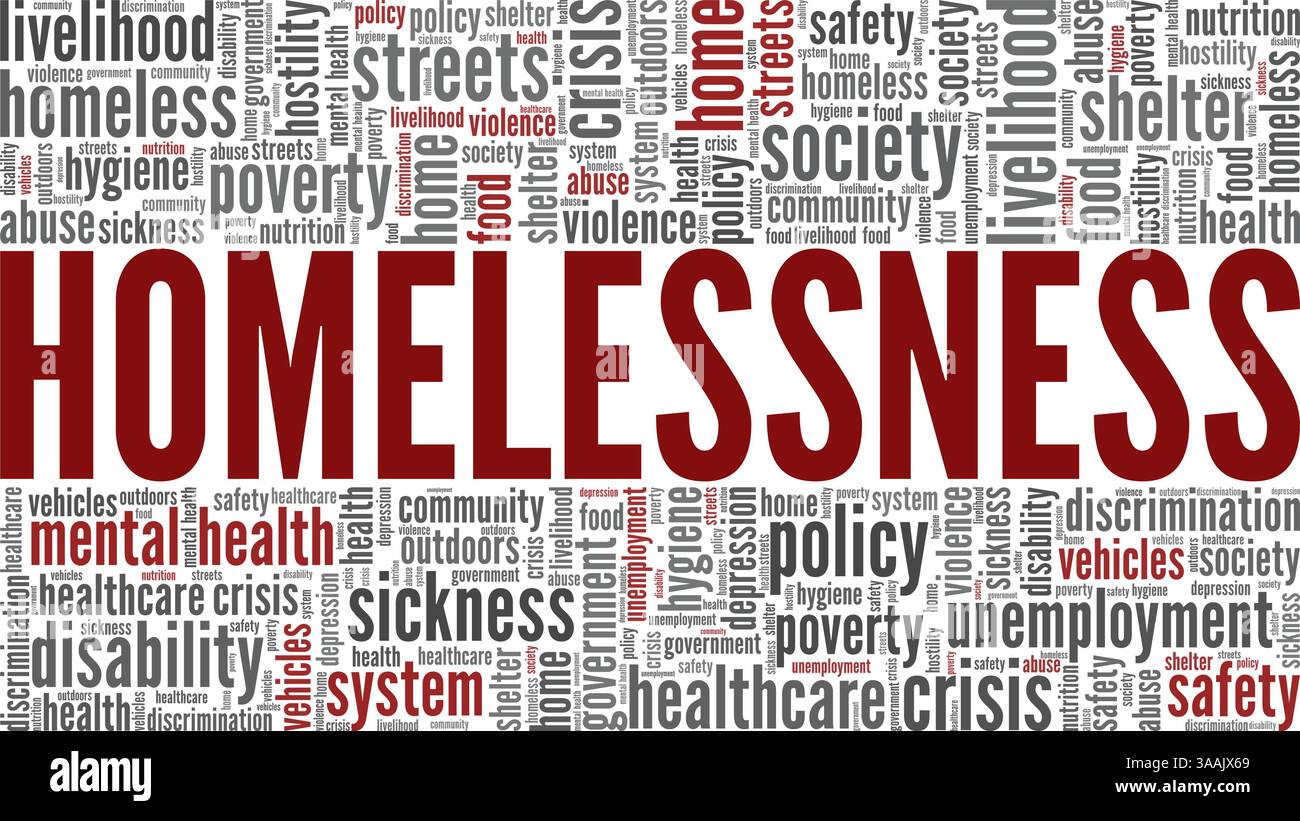Homelessness conceptual vector illustration word cloud isolated on ...