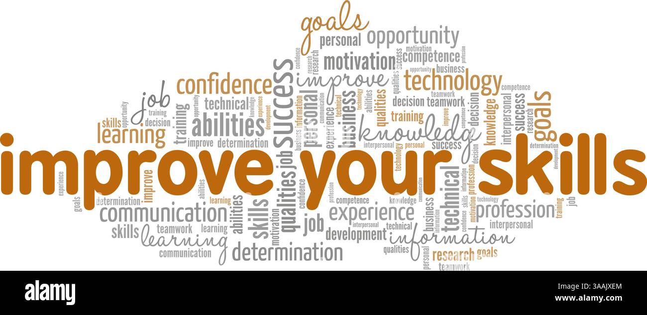 Improve Your Skills conceptual vector illustration word cloud isolated ...