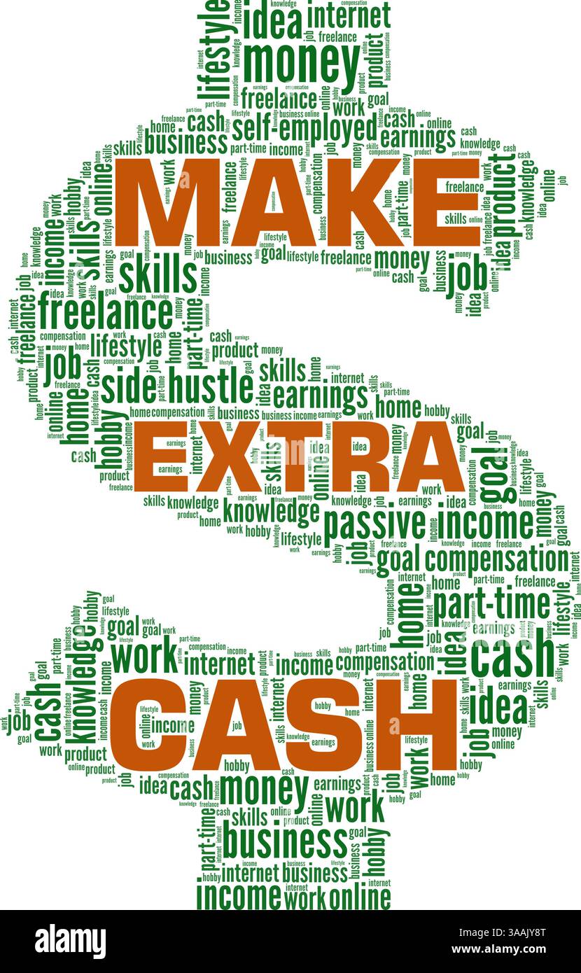 Make Extra Cash conceptual vector illustration word cloud isolated on ...