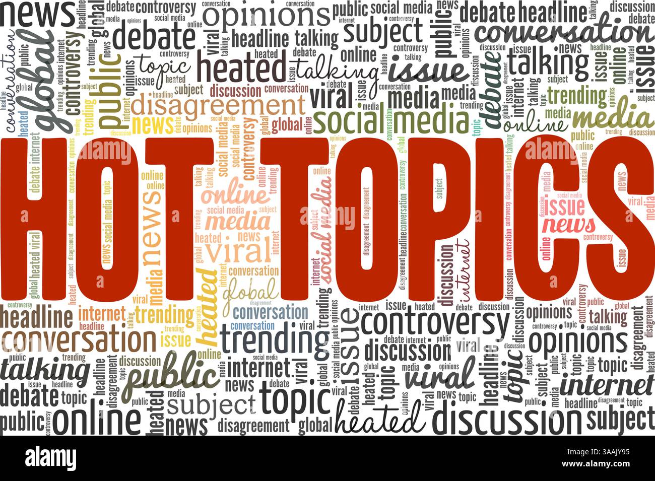Hot Topics conceptual vector illustration word cloud isolated on white background Stock Vector ...