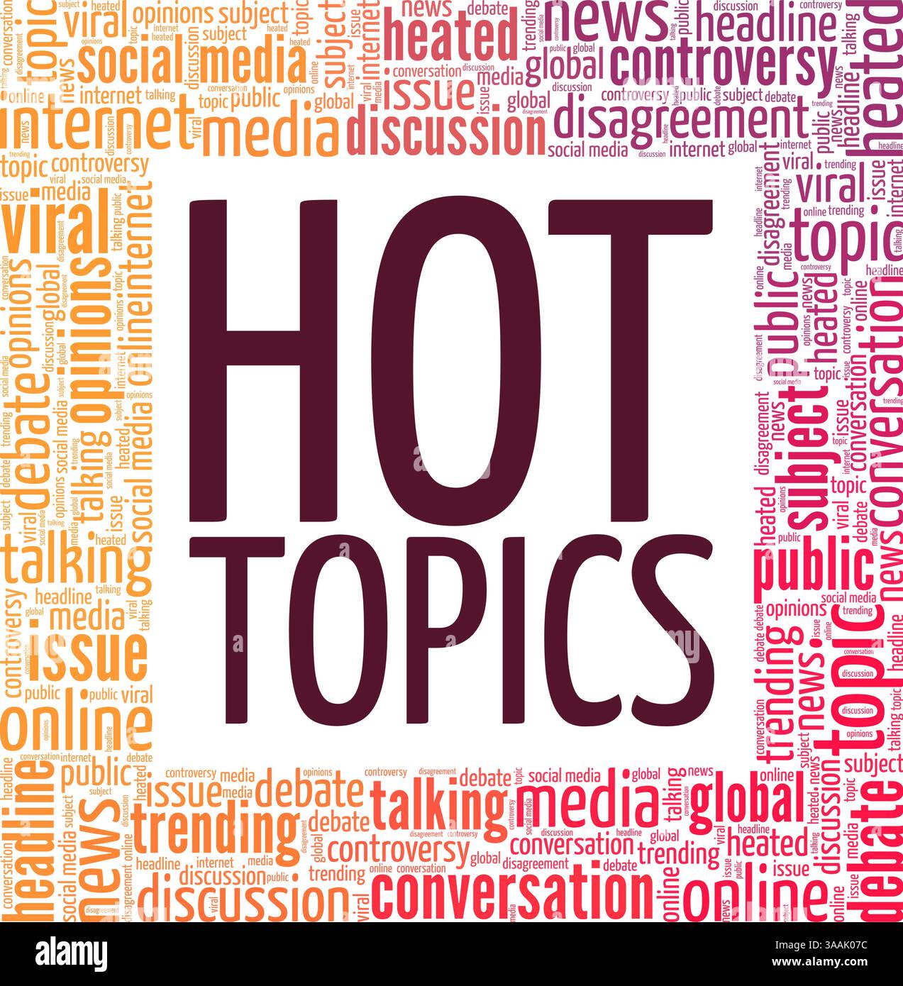 Hot Topics conceptual vector illustration word cloud isolated on white background Stock Vector ...