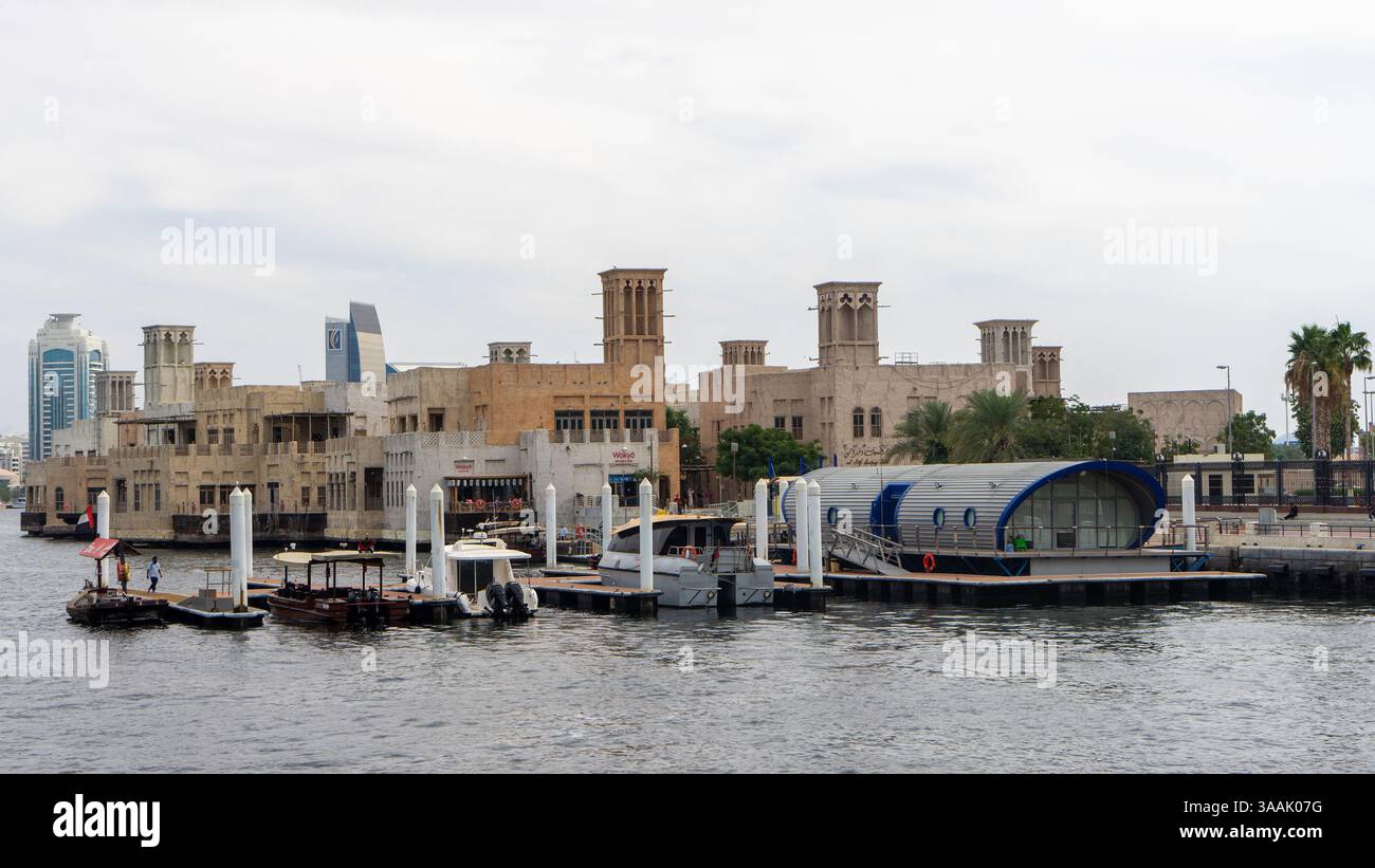 Pier for abra boat is traditional Arabian wooden boats and ships. Abras ...