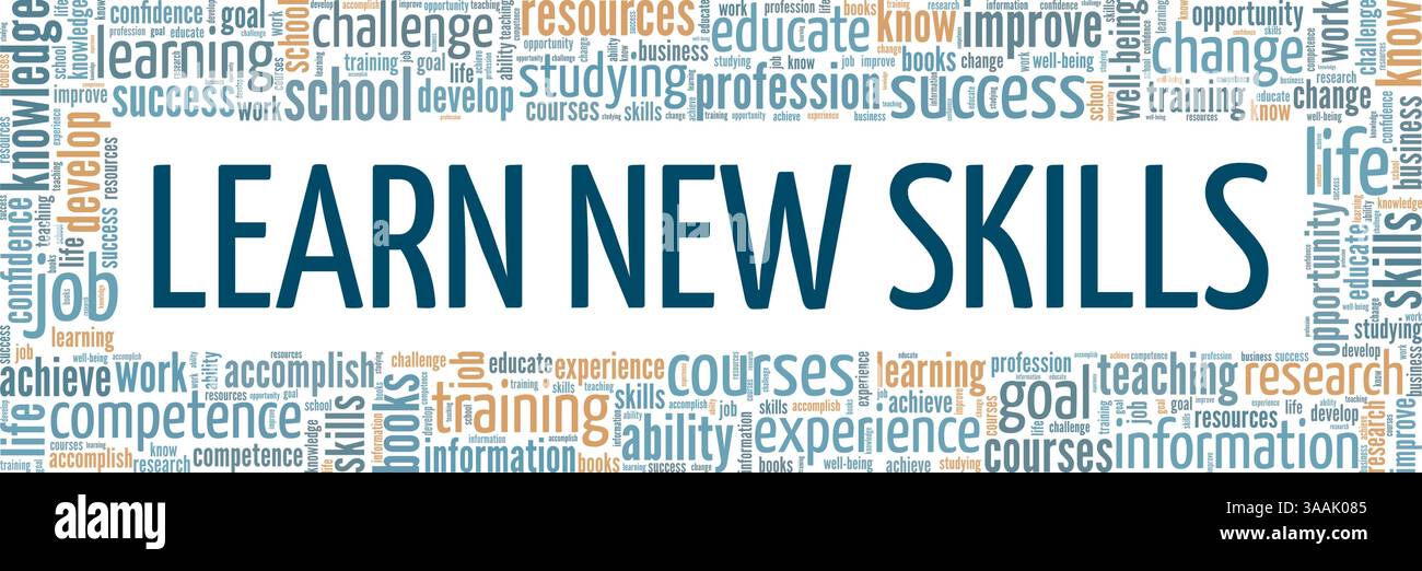 Learn New Skills conceptual vector illustration word cloud isolated on ...