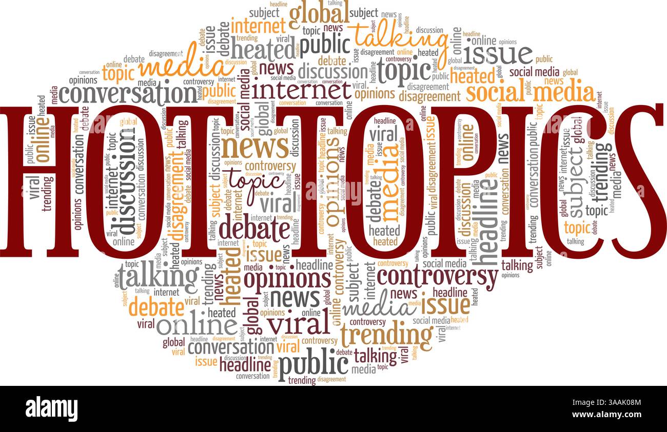 Hot Topics conceptual vector illustration word cloud isolated on white ...